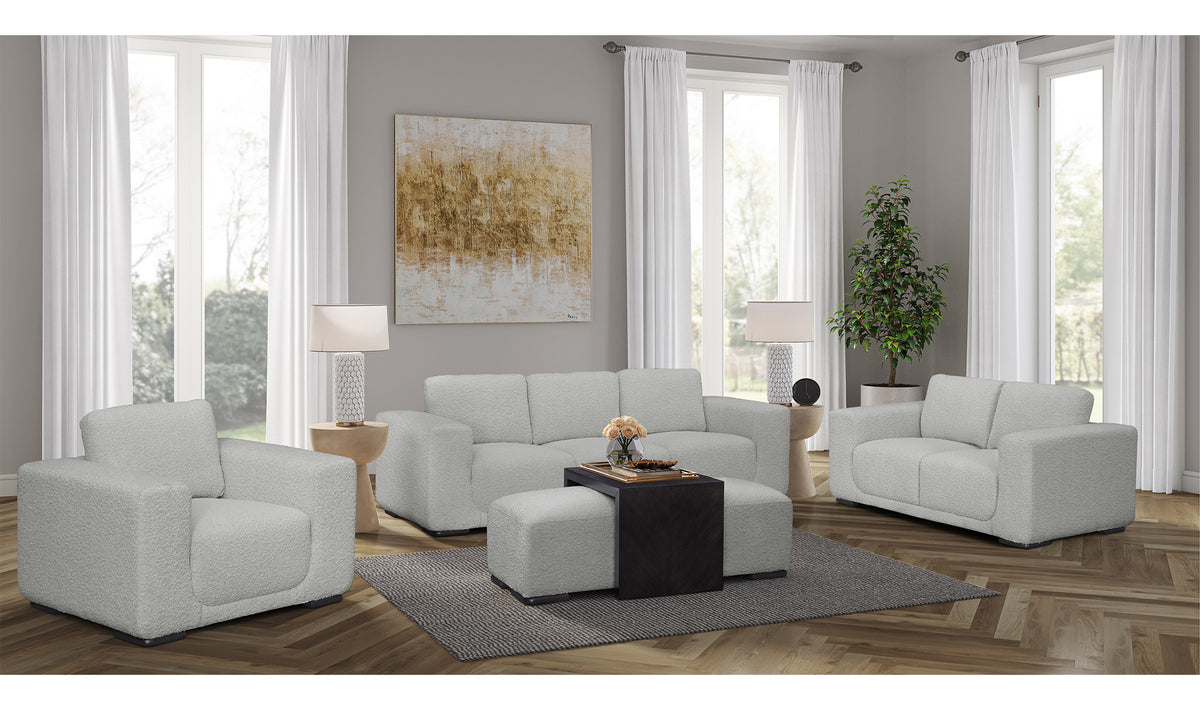 ELENOR BENCH & END TABLE - BOUCLE – Najarian Furniture